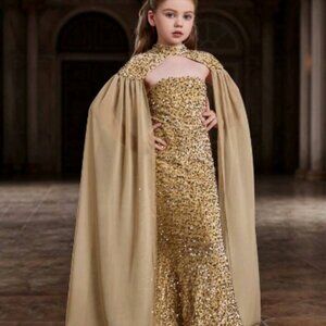 Alisa&Leo | Dresses | Gorgeous Champagne Gold Sparkly Sequin Gown For ...
